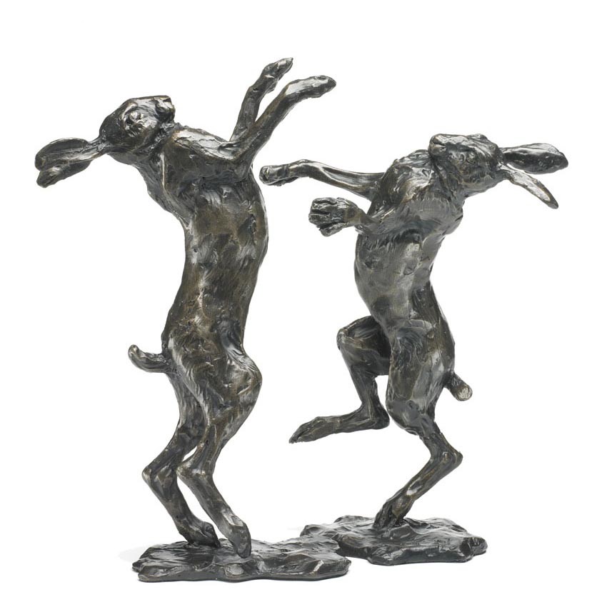 Magnificent Solid Bronze Hares Sculpture Large Boxing Hares by Sue ...