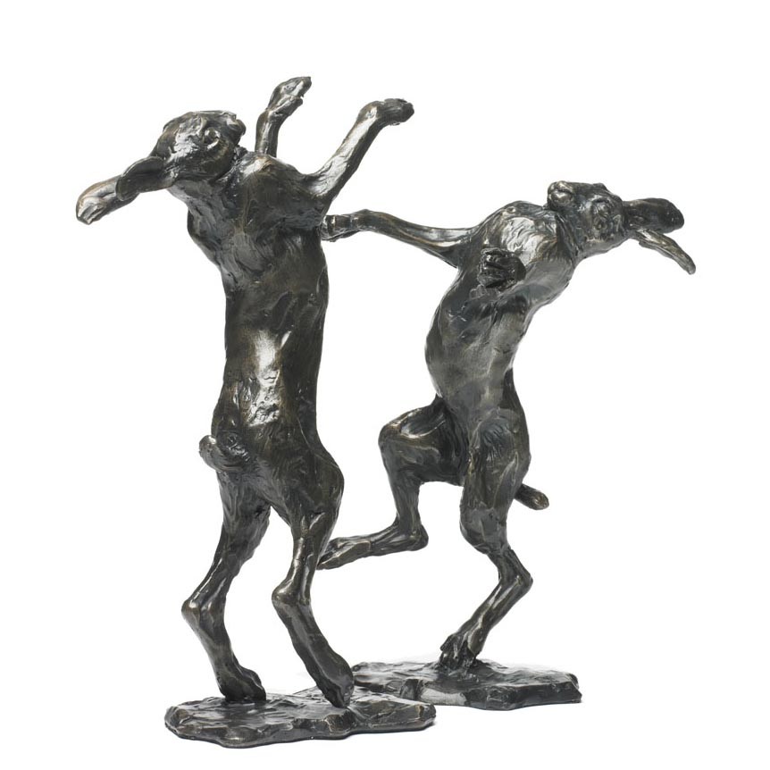 Magnificent Solid Bronze Hares Sculpture Large Boxing Hares by Sue ...