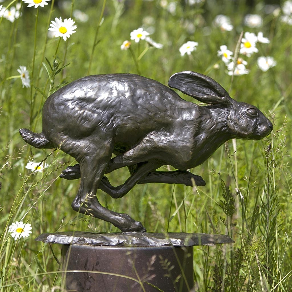 Bronze Hare Sculpture: Garden Racing Hare by Sue Maclaurin (Life Size)