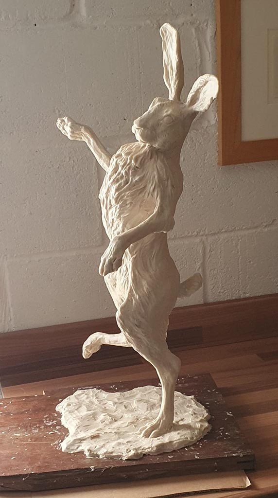 Bronze Hare Sculpture: Garden Dancing Hare by Sue Maclaurin (Life Size)