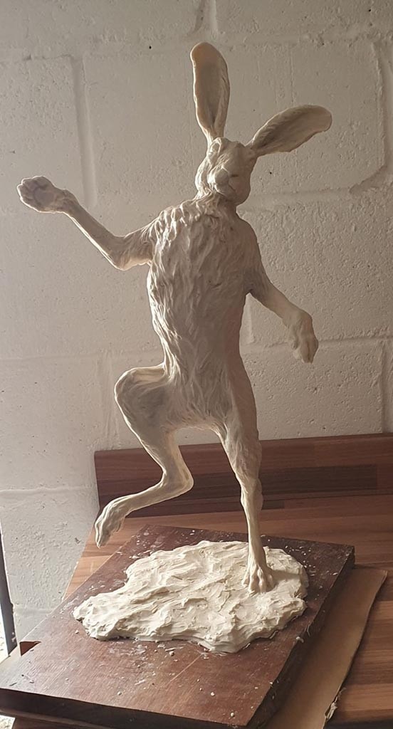 Bronze Hare Sculpture: Garden Dancing Hare by Sue Maclaurin (Life Size)