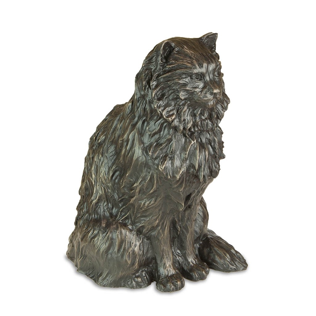 Bronze Cat Sculpture: Garden Long Haired Sitting Cat (Life Sized) by ...