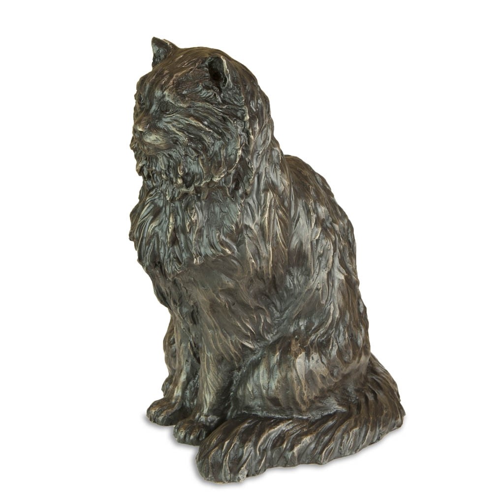 Bronze Cat Sculpture: Garden Long Haired Sitting Cat (Life Sized) by ...