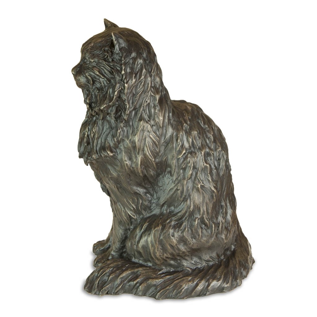 Bronze Cat Sculpture: Garden Long Haired Sitting Cat (Life Sized) by ...