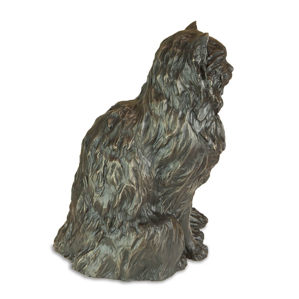 Bronze Cat Sculpture: Garden Long Haired Sitting Cat (Life Sized) by ...
