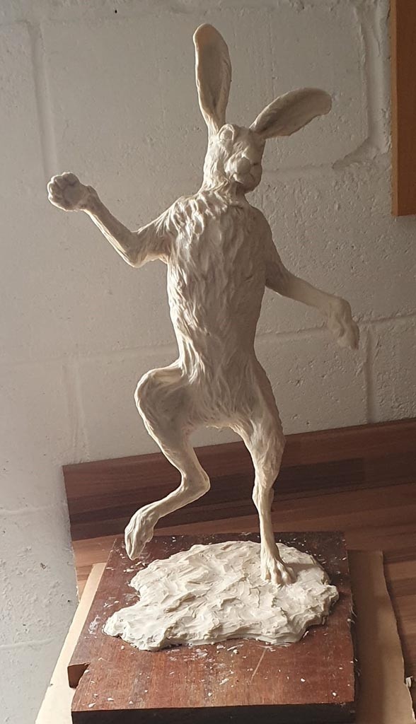 Bronze Hare Sculpture: Garden Dancing Hare by Sue Maclaurin (Life Size)