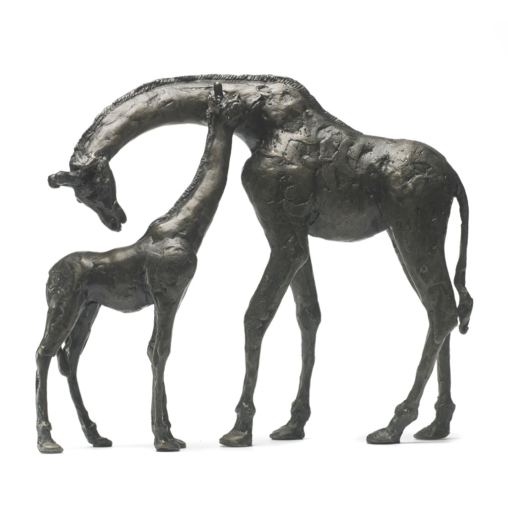 Beautiful bronze sculptures of giraffe and impala