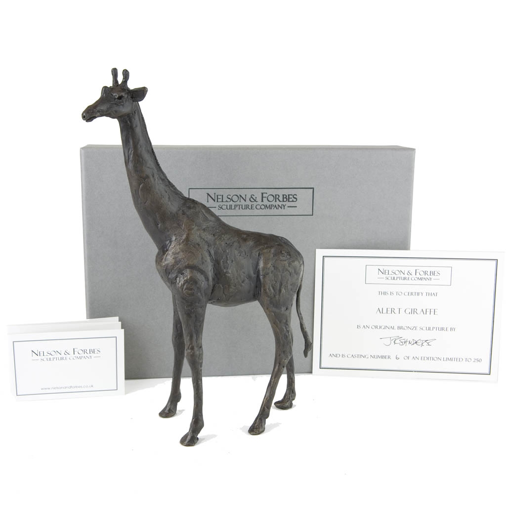 Bronze Giraffe Sculpture: Bull Giraffe (Alert Giraffe) by Jonathan Sanders
